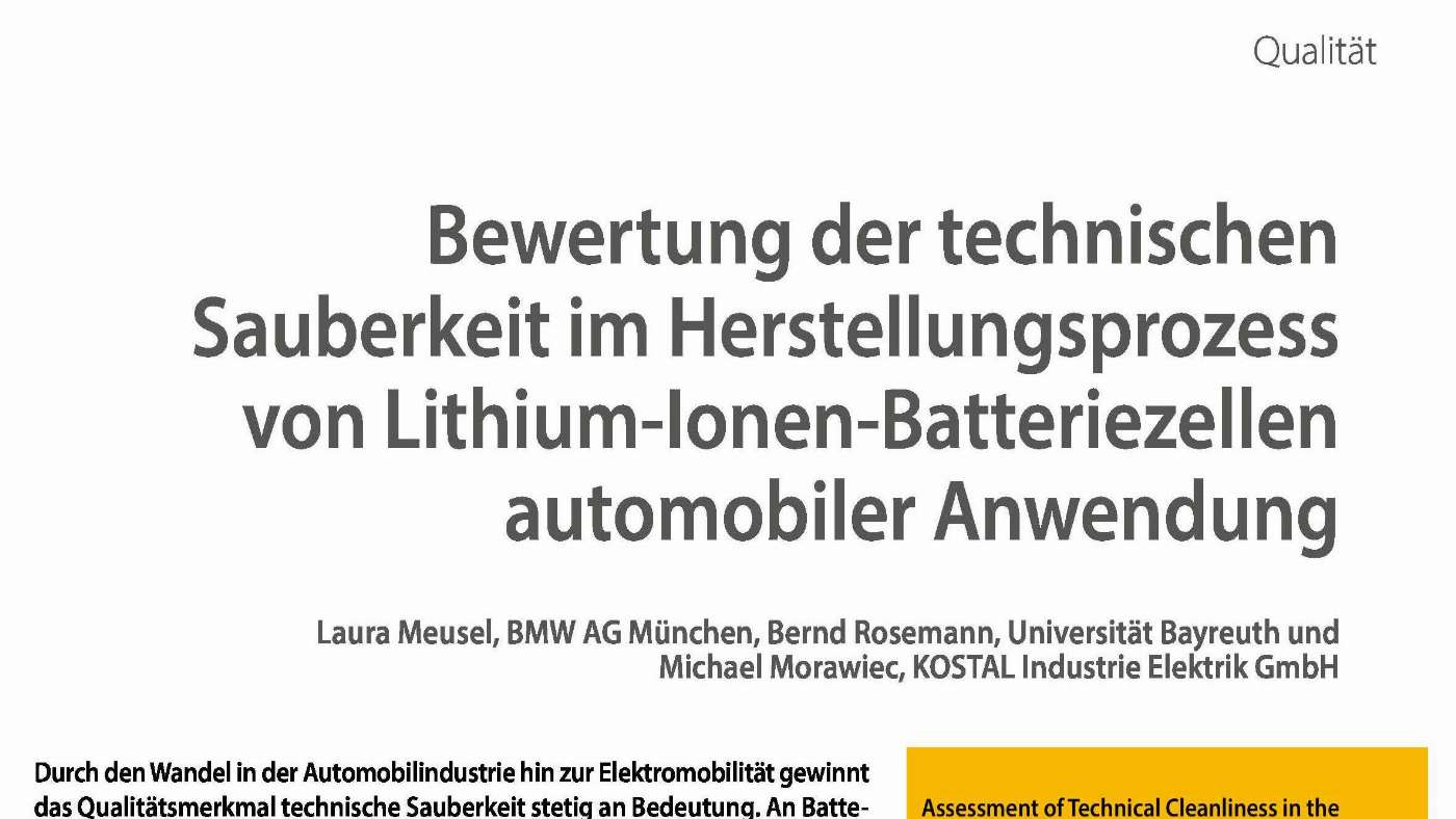 Assessment of Technical Cleanliness in the Production Process of ...