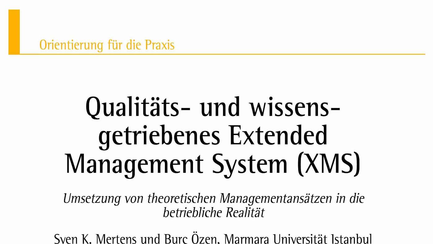 Quality and Knowledge-driven Extended Management System (XMS ...
