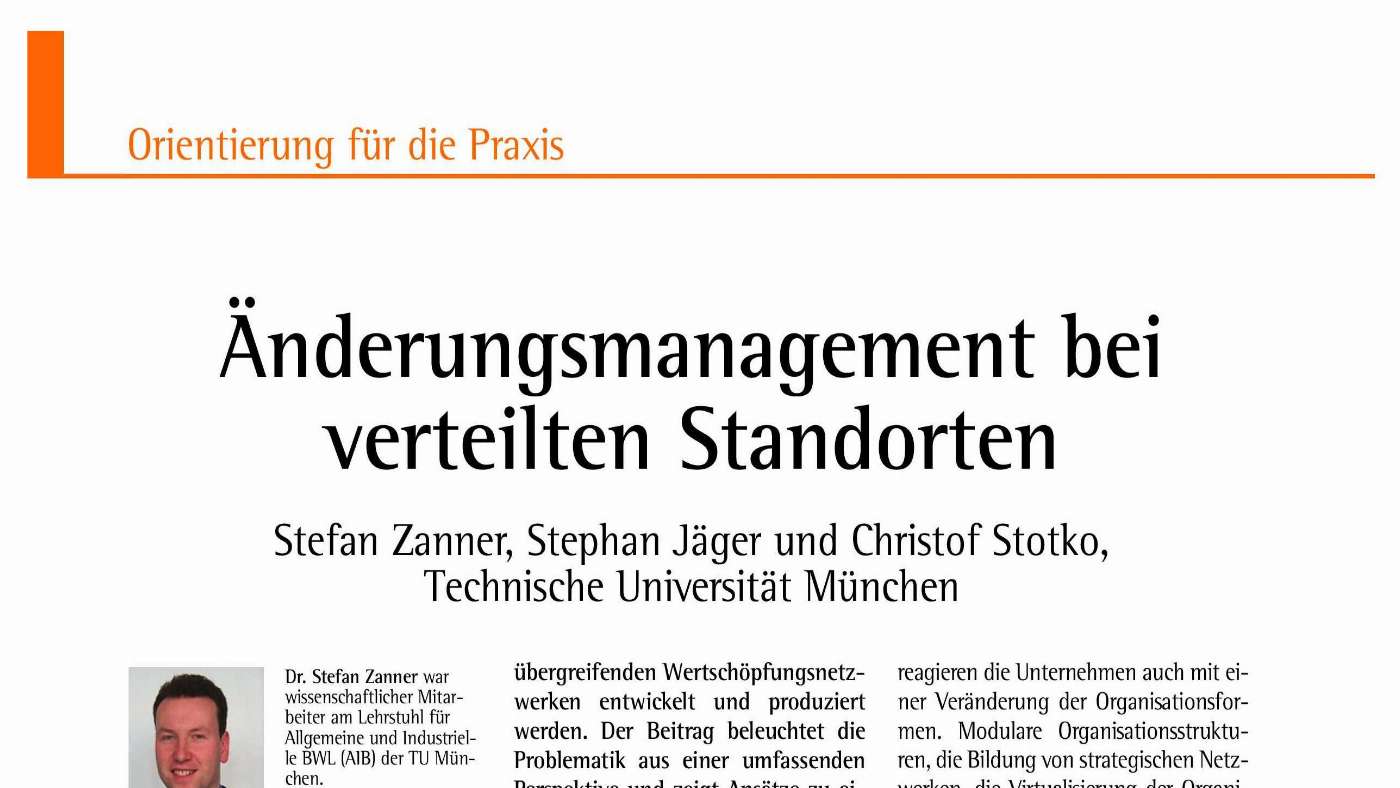 Änderungsmanagement bei verteilten Standorten - Industry 4.0 Science