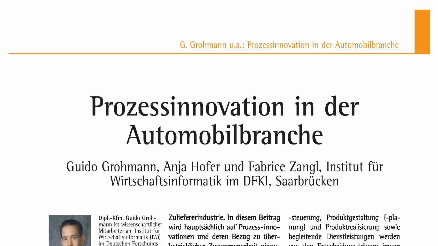 Process Innovation in the Automotive Industry - Industry 4.0 Science