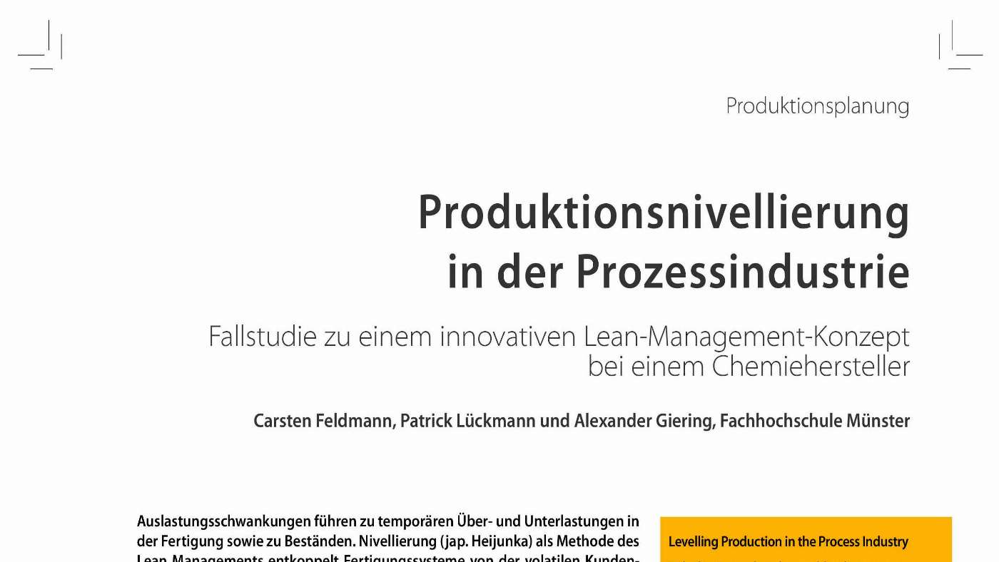 Levelling Production in the Process Industry - Industry 4.0 Science