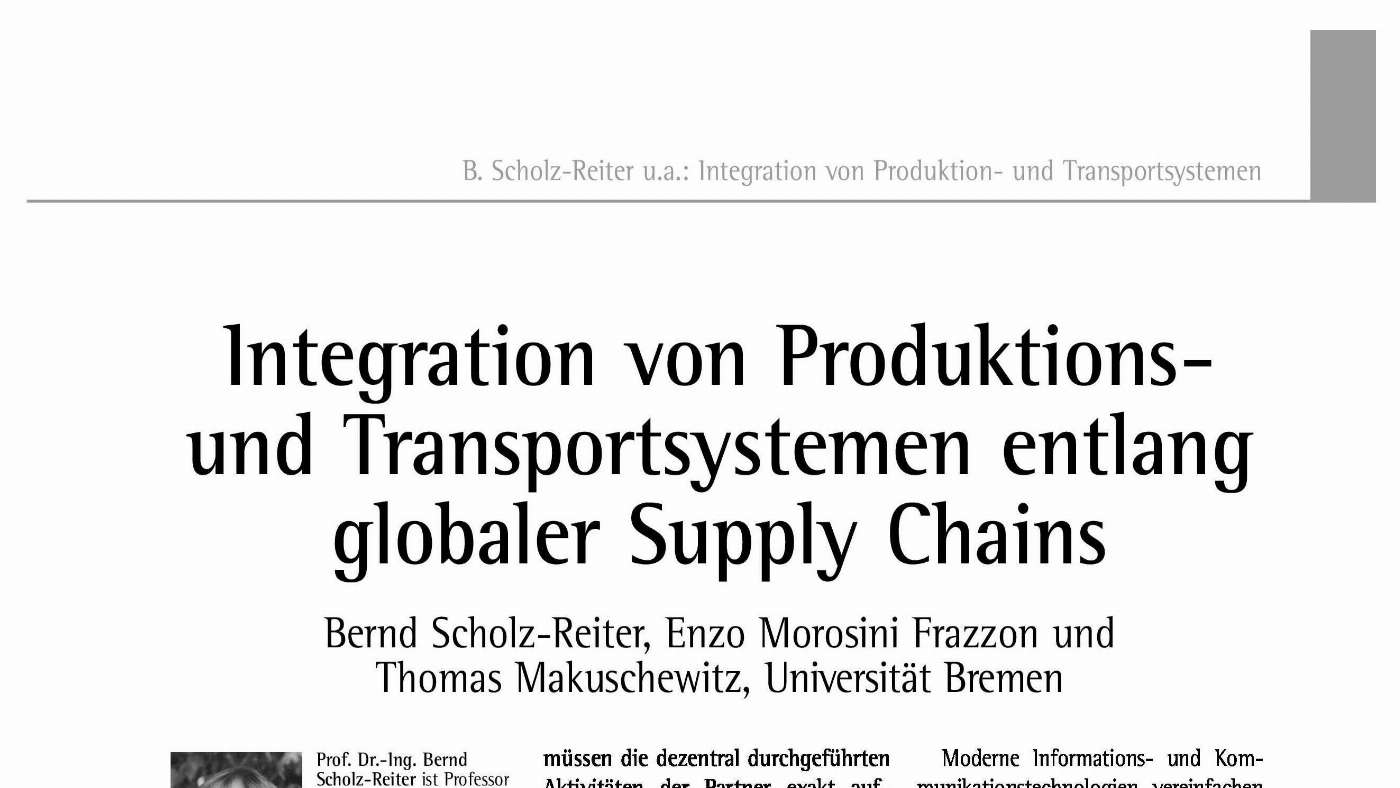 Integrating Production and Transportation Systems Along Global Supply ...