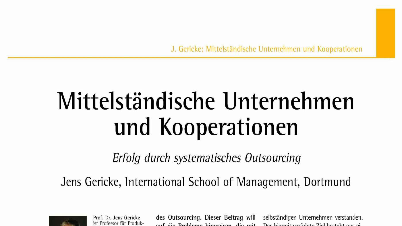 Mittelständische Unternehmen und Kooperationen - Industry 4.0 Science