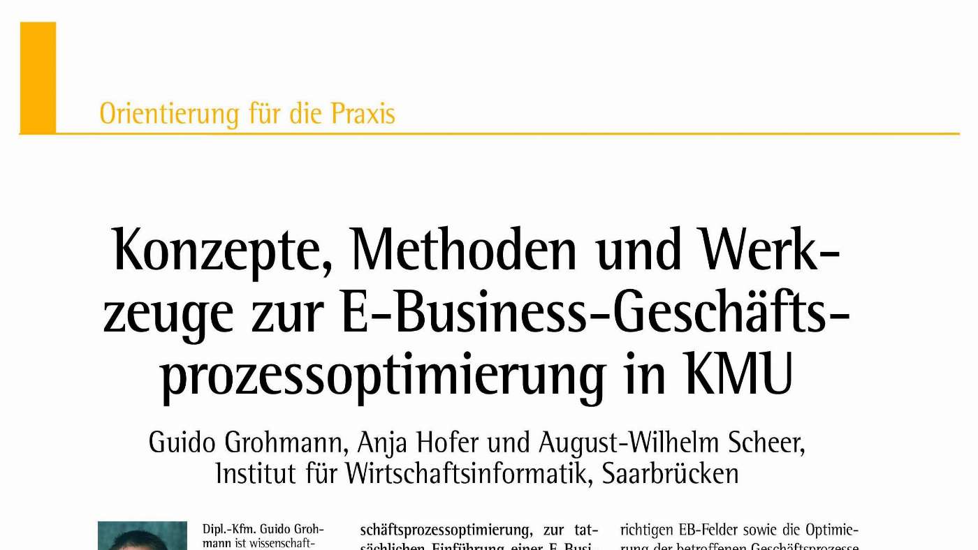 Concepts, Methodology and Tools for E-Business Process Optimisation in ...