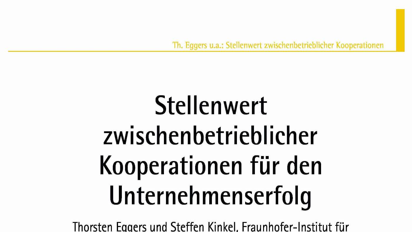 Stellenwert zwischenbetrieblicher Kooperationen für den ...