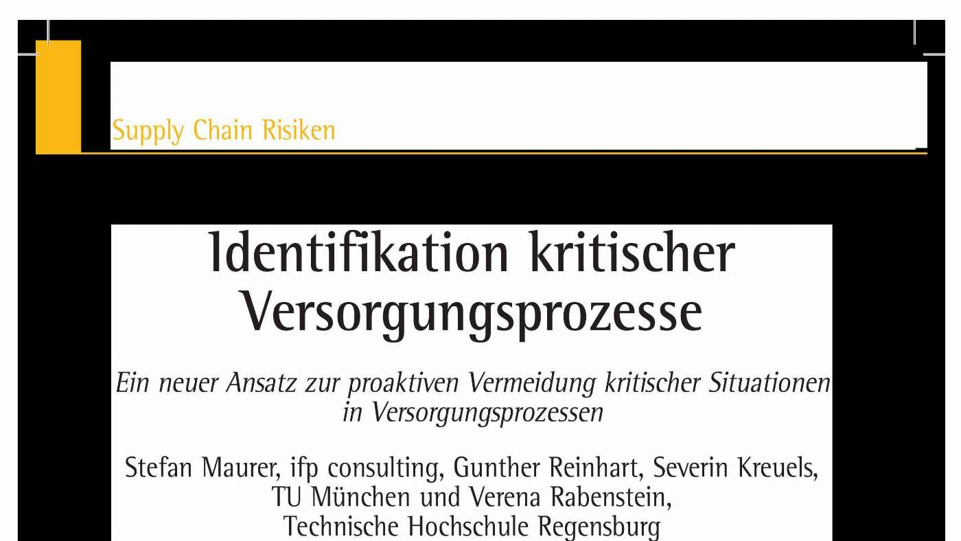 Identification of Critical Supply Chain Processes - Industry 4.0 Science