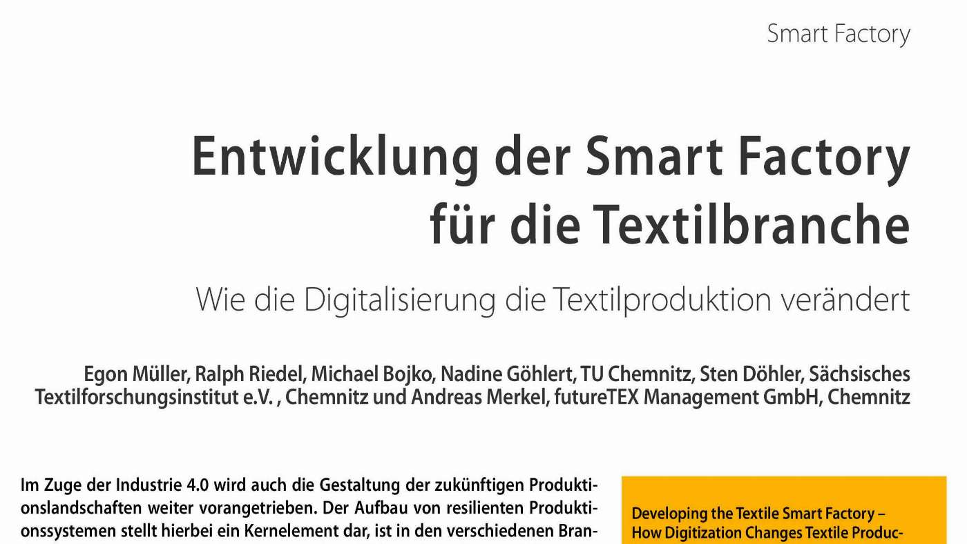 Developing the Textile Smart Factory - Industry 4.0 Science