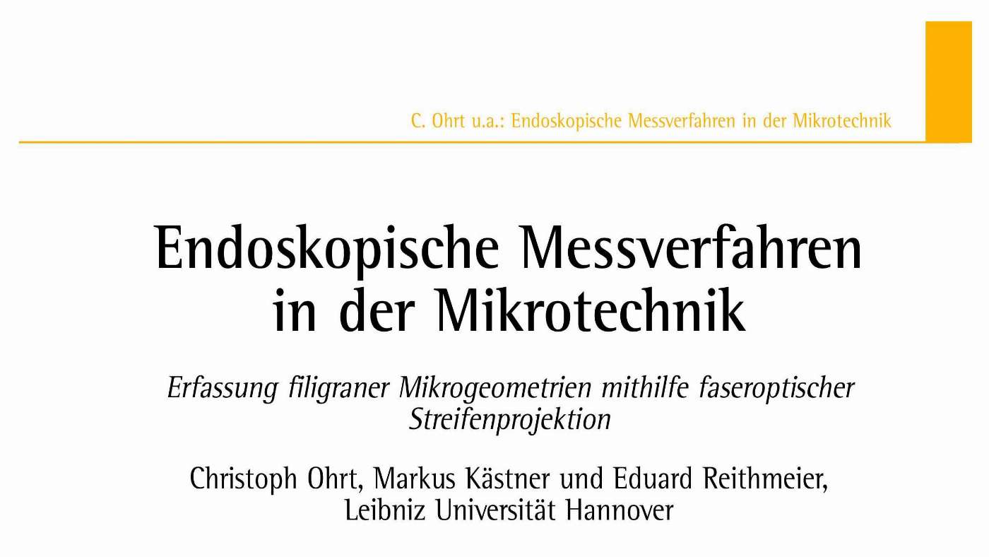 Endoscopic Measuring Techniques in Micro Technology - Industry 4.0 Science