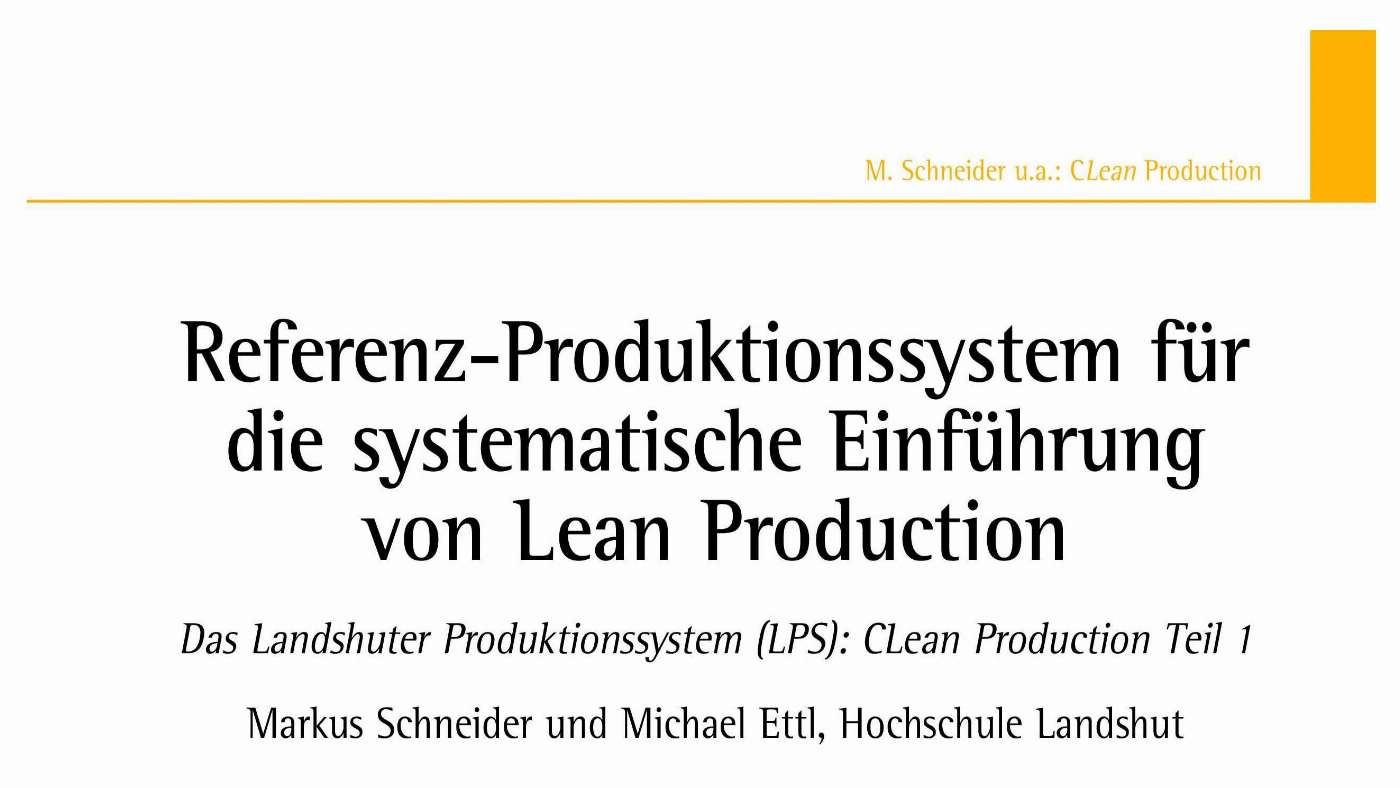 Referenz-Produktionssystem für die systematische Einführung von Lean ...