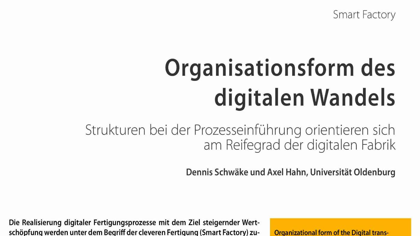 Organizational form of the Digital transformation - Industry 4.0 Science