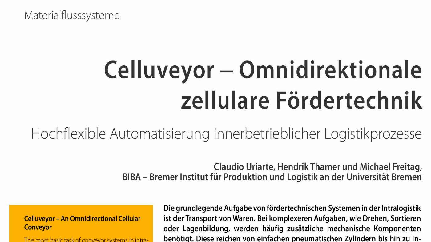 Celluveyor - An Omnidirectional Cellular Conveyor - Industry 4.0 Science