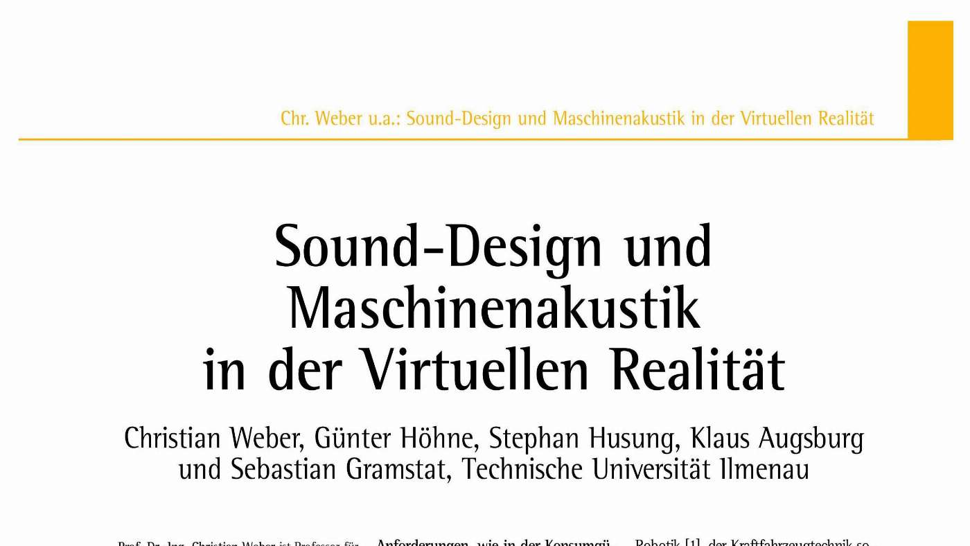 Sound Design and Machine Acoustics in Virtual Reality - Industry 4.0 ...