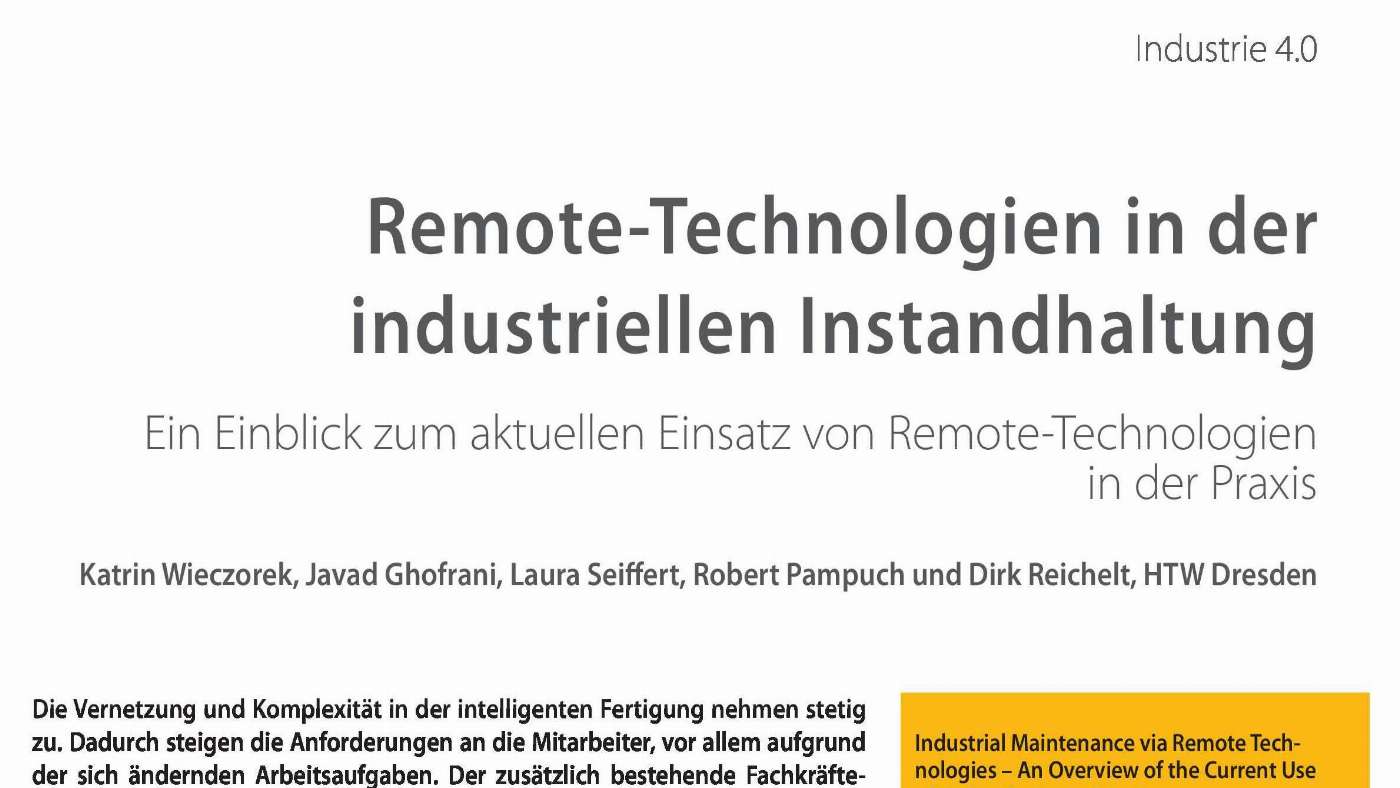 Industrial Maintenance via Remote Technologies - Industry 4.0 Science