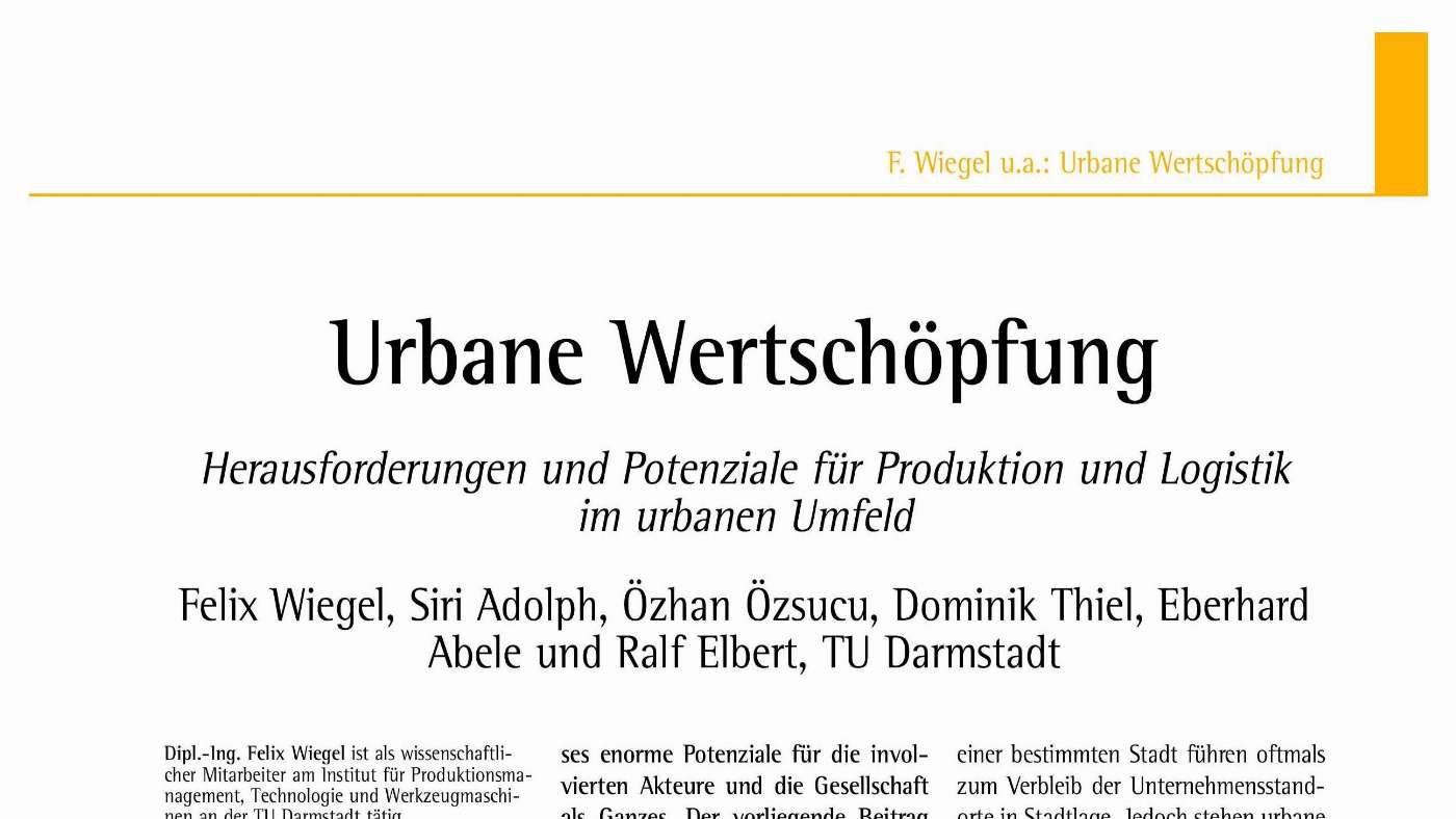 Urban Value Creation - Industry 4.0 Science