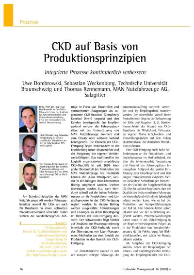 CKD Based on Production Principles - Industry 4.0 Science